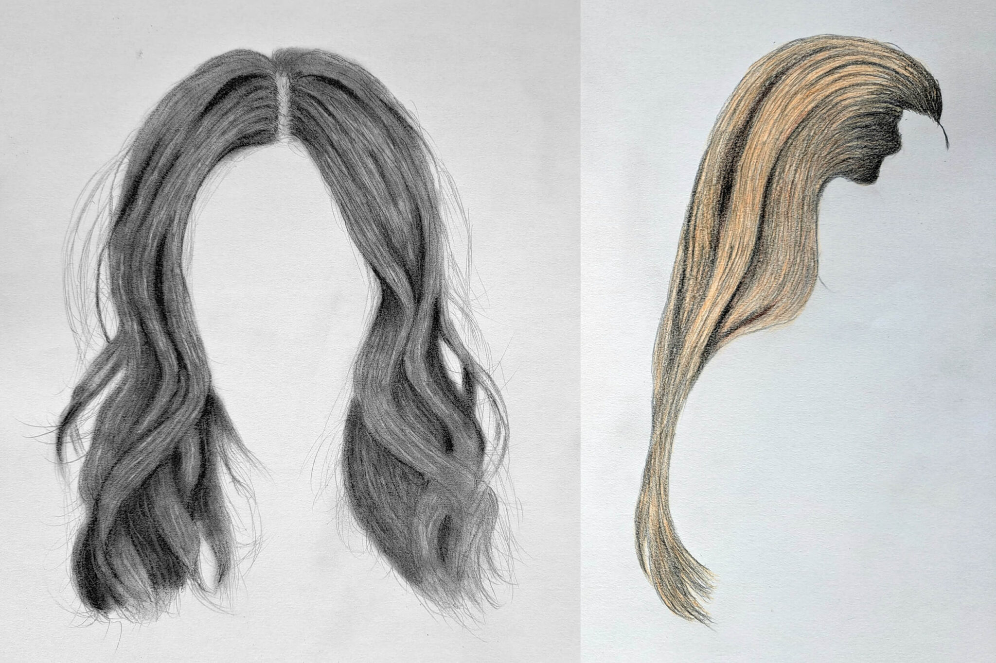 A Step by Step Guide to Drawing Realistic Hair (Graphite and Colored ...