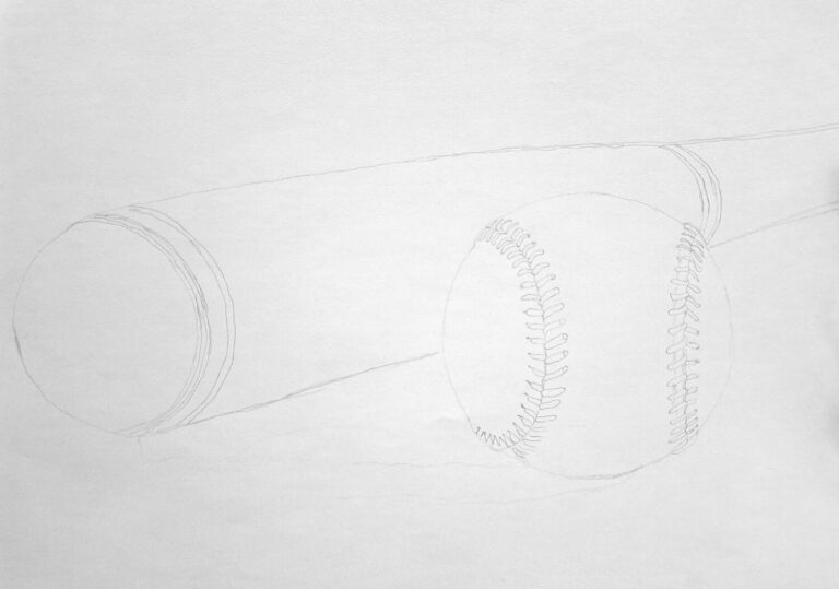How to Draw a Realistic Baseball Bat and Ball | Muus Art